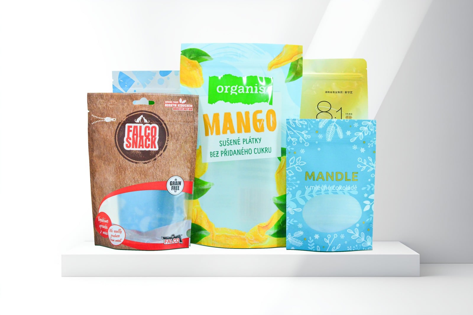 Custom Stand-Up Food Packaging Bags with Zipper | Flat Bottom Pouch for ...